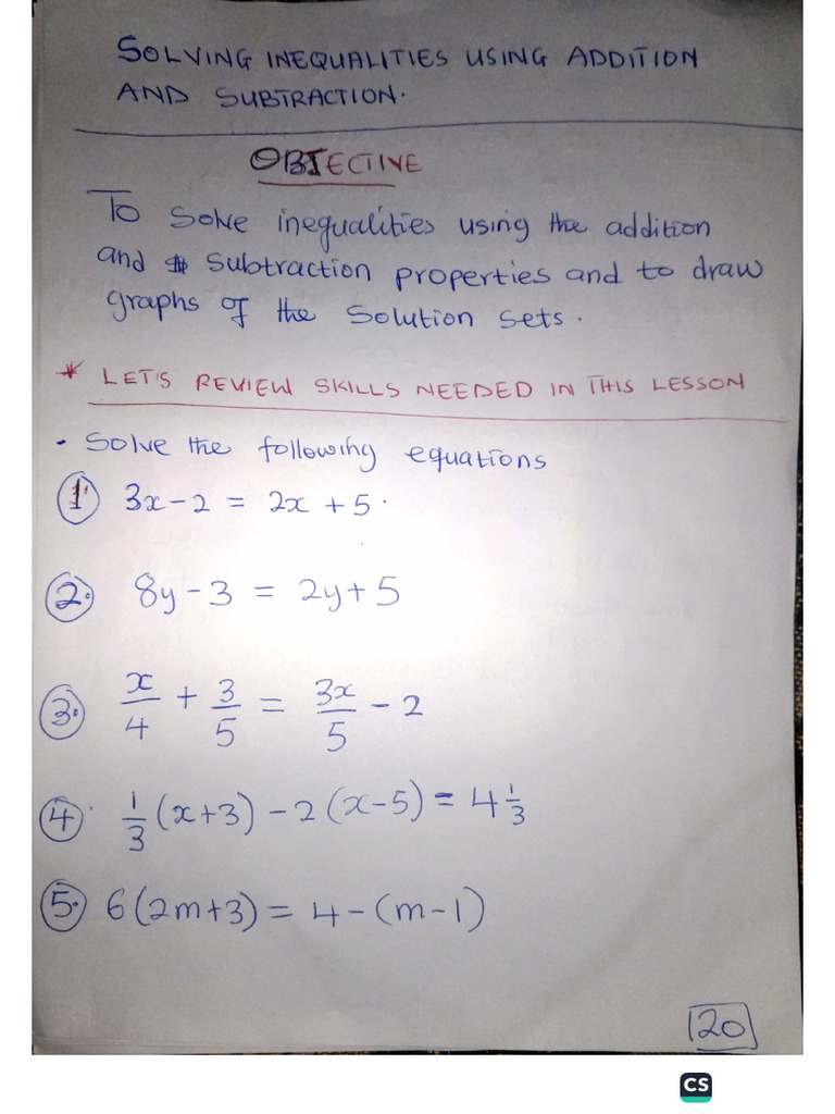 Addition and Subtraction Property of Inequality | PDF