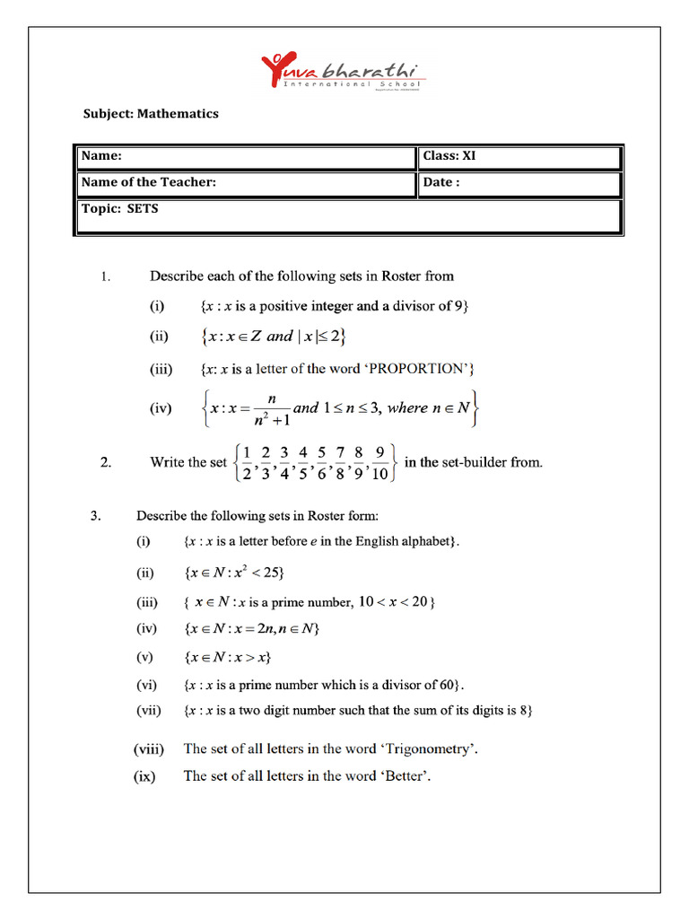 Gidb8180825 Sets Worksheet | PDF