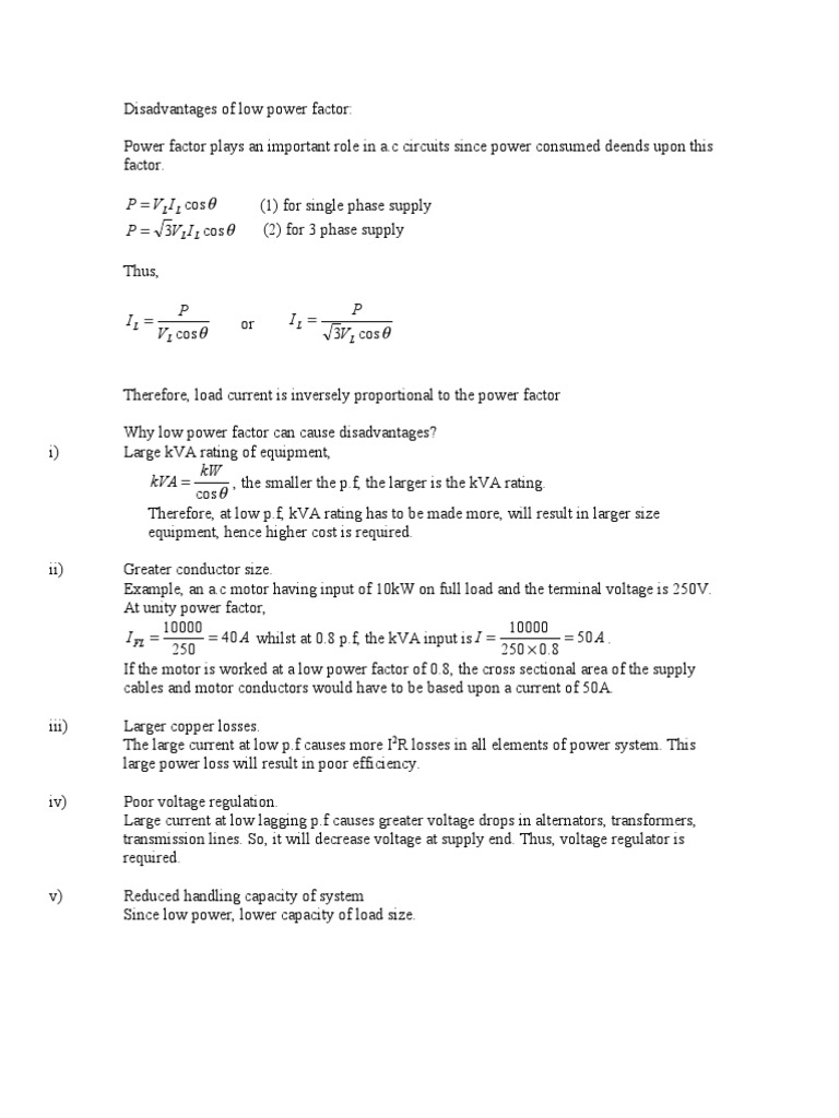 Disadvantages of Low Power Factor Explained | PDF | Manufactured Goods ...