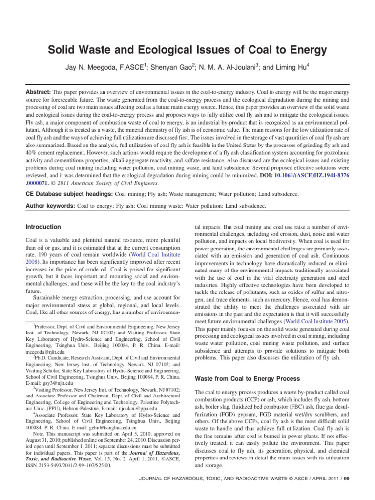 Solid Waste and Ecological Issues of Coal To Energy | PDF | Coal | Concrete