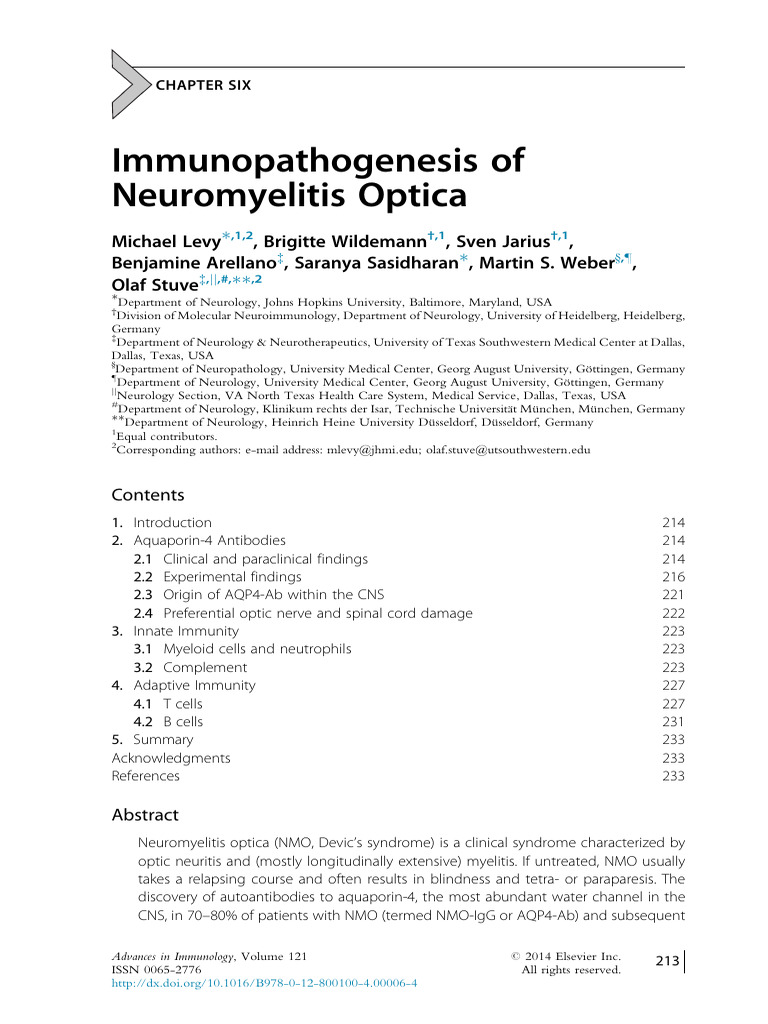 Immunopathogenesis of Neuromyelitis Optica (2014) | PDF | Complement ...