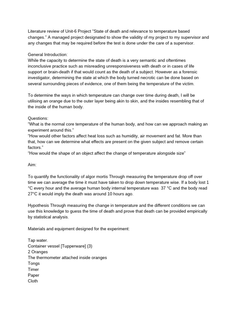 Project | PDF | Death | Experiment