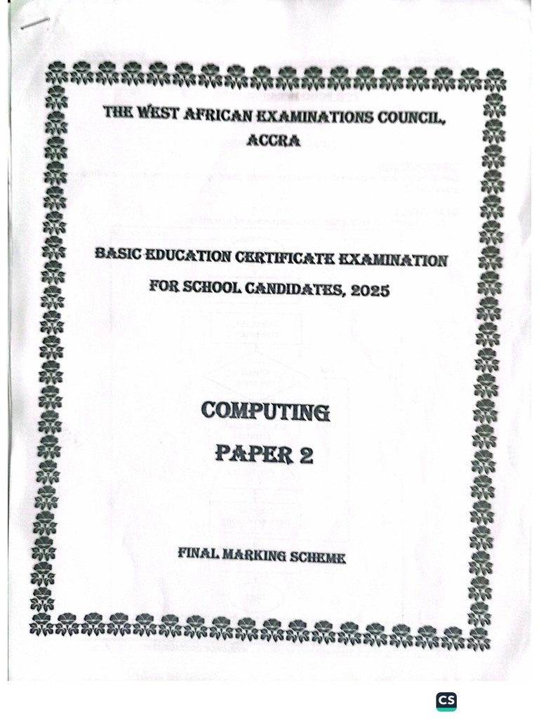 2025 BECE Computing scheme | PDF