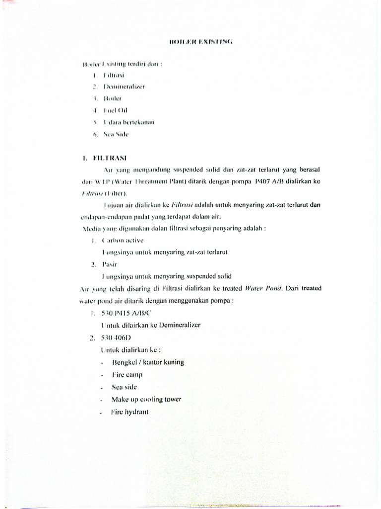 Overview Proses Boiler Existing | PDF