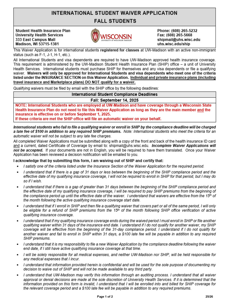Ship Waiver | PDF | Insurance | University Of Wisconsin–Madison