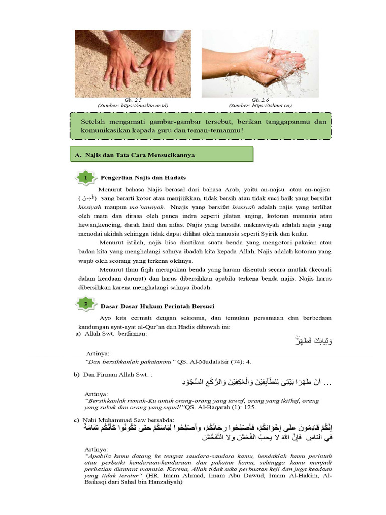Materi Najis Dan Tata Cara Menyucikannya | PDF