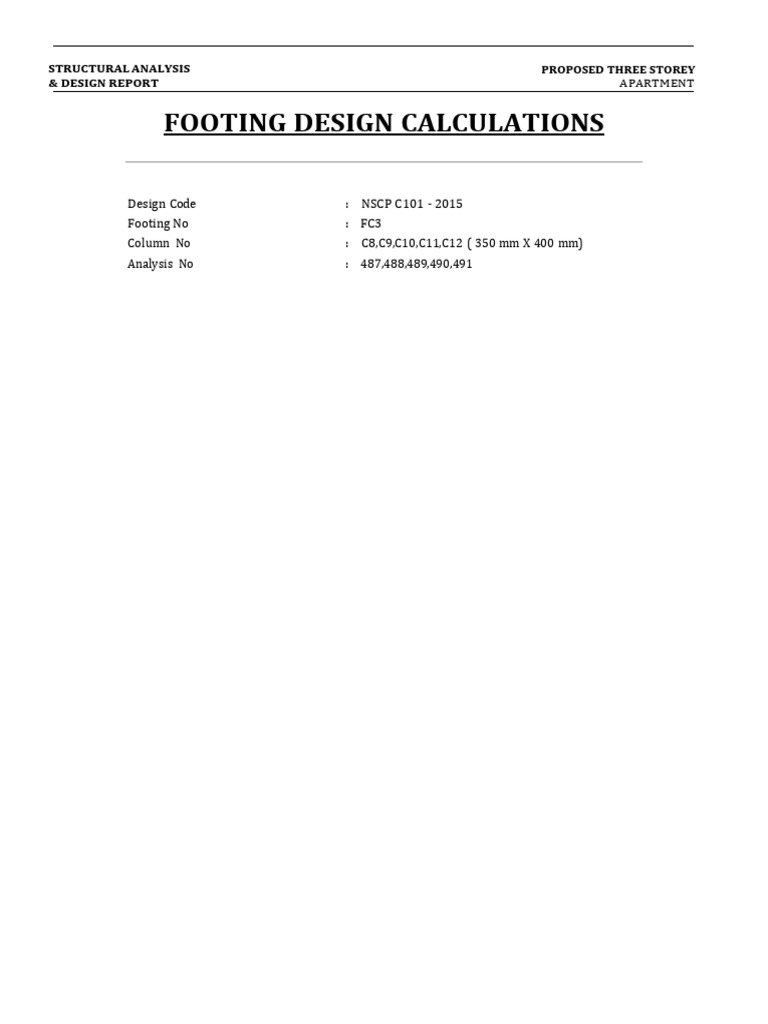 Footing Design Calculations | PDF | Structural Load | Earthquake ...