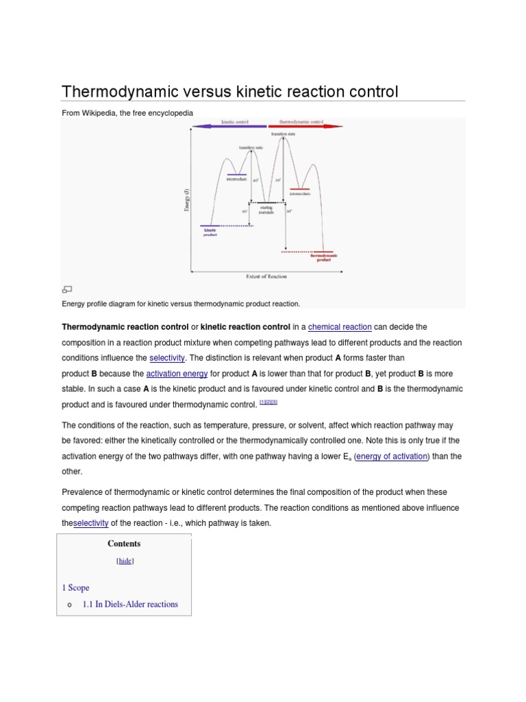 Thermodynamic vs Kinetic Reaction Control | PDF | Unit Processes ...