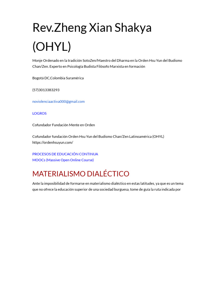 CV. Rev - Zheng Xian Shakya (OHYL) | PDF | marxismo | Curso abierto ...