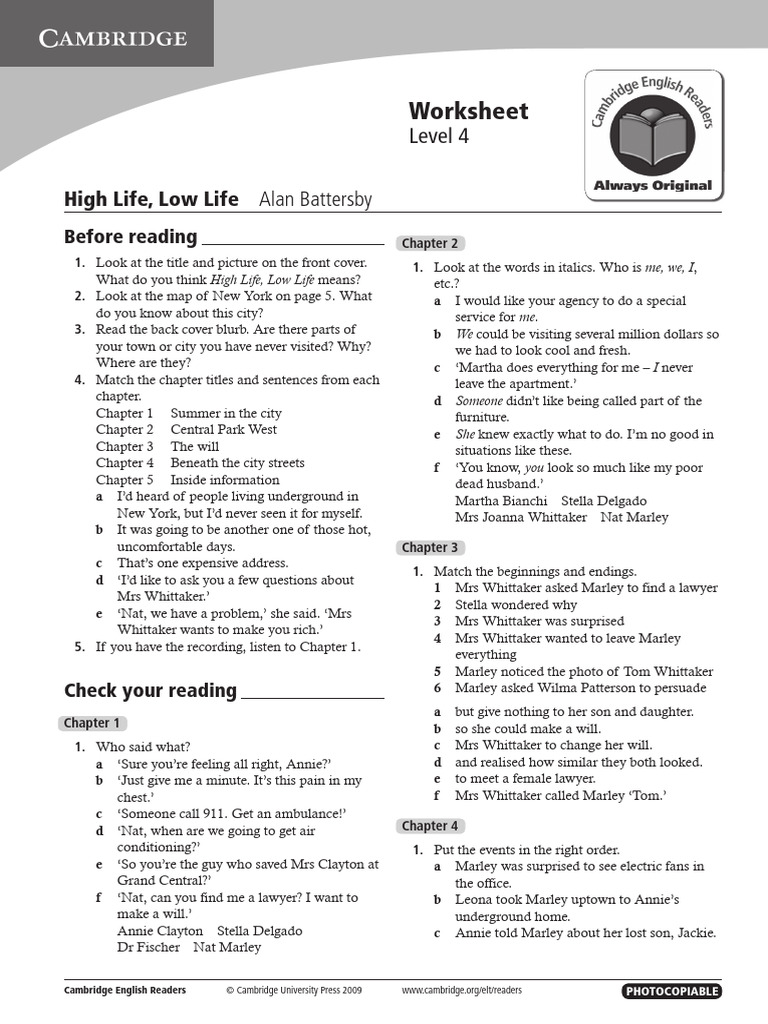 High Life, Low Life (HW) | PDF