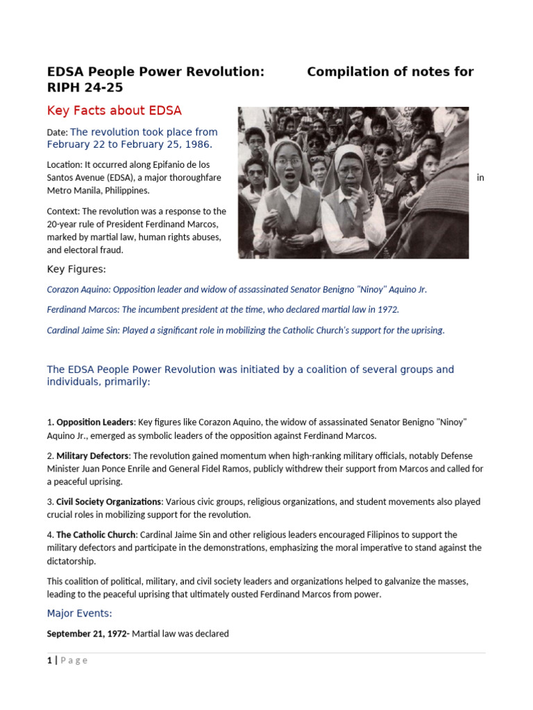 EDSA People Power Revolution | PDF | Corazon Aquino | Juan Ponce Enrile