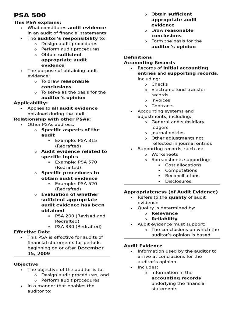Audit Reviewer_PSA 500 | PDF | Audit | Expert