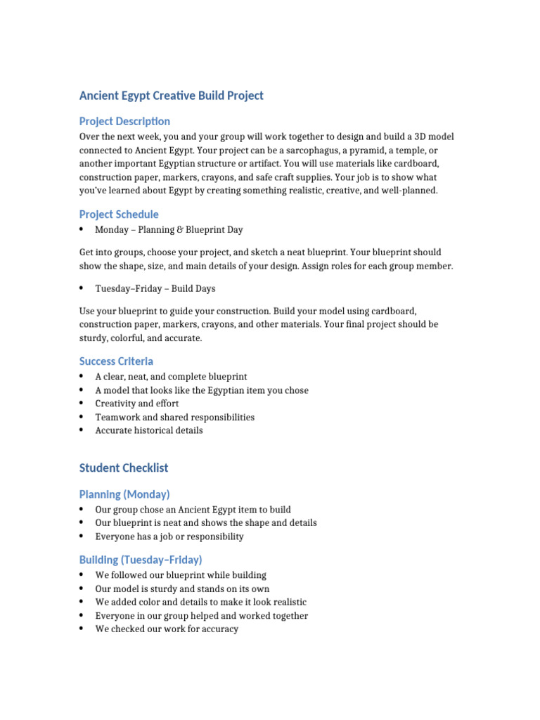 Ancient Egypt Project | PDF