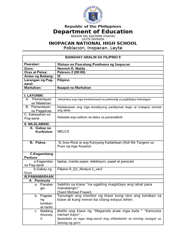Fil_Lesson-Plan HEnrich Malda | PDF