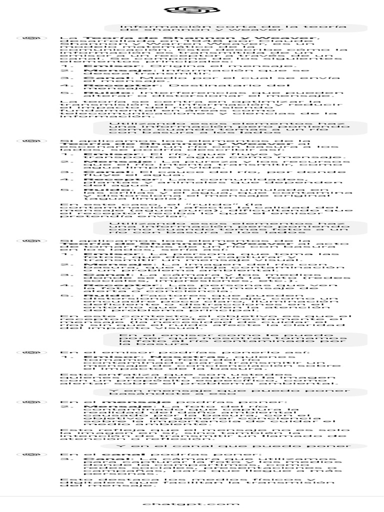 Teoría de Shannon y Weaver | PDF