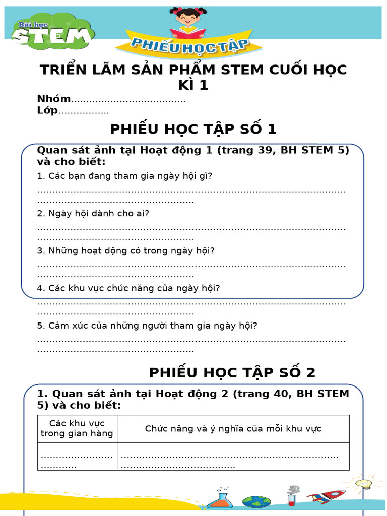 BH STEM 5_BÀI 8_Triển Lãm Sản Phẩm STEM Cuối Học Kì 1_PBT | PDF