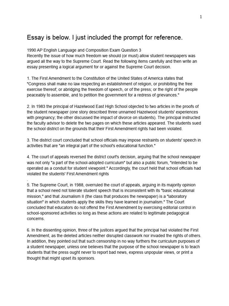 Argument FRQ | PDF | First Amendment To The United States Constitution ...