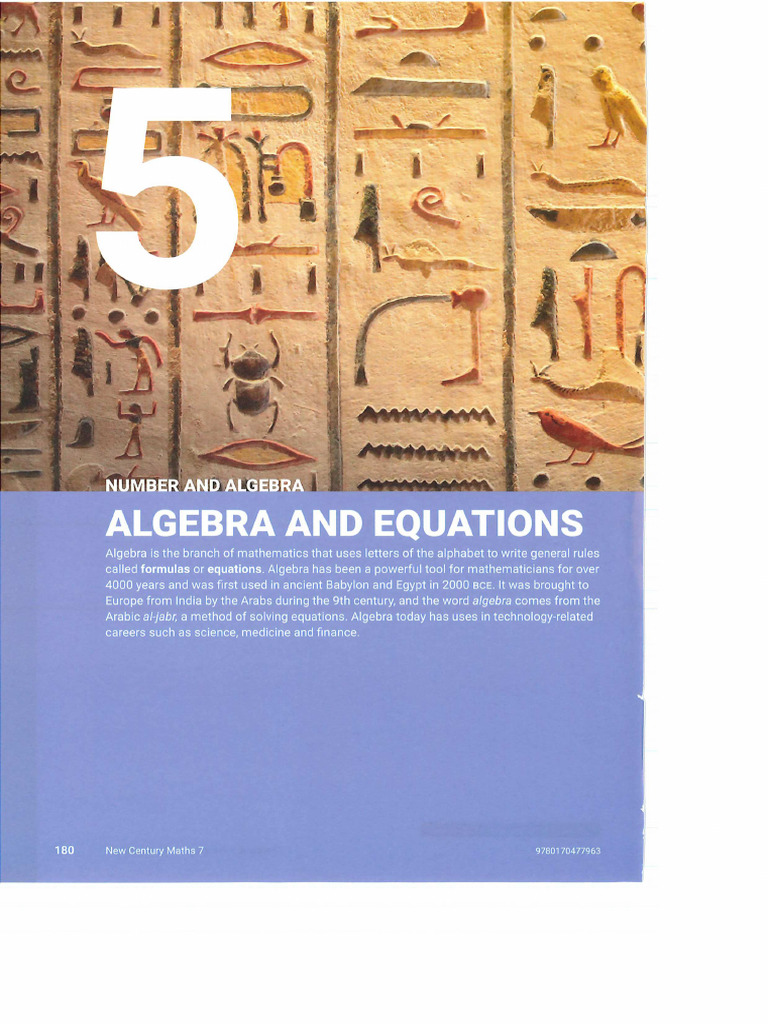 Chapter 5 Algebra and Equations | PDF | Algebra | Equations