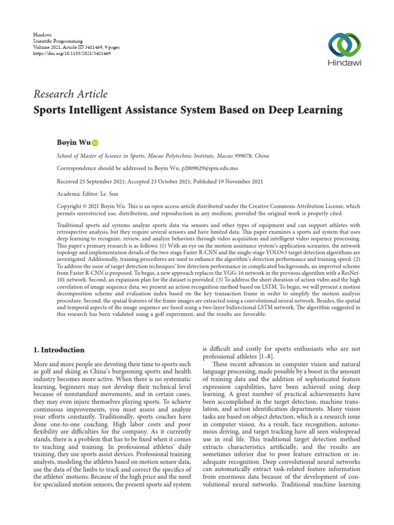 Scientific Programming - 2021 - Wu - Sports Intelligent Assistance ...