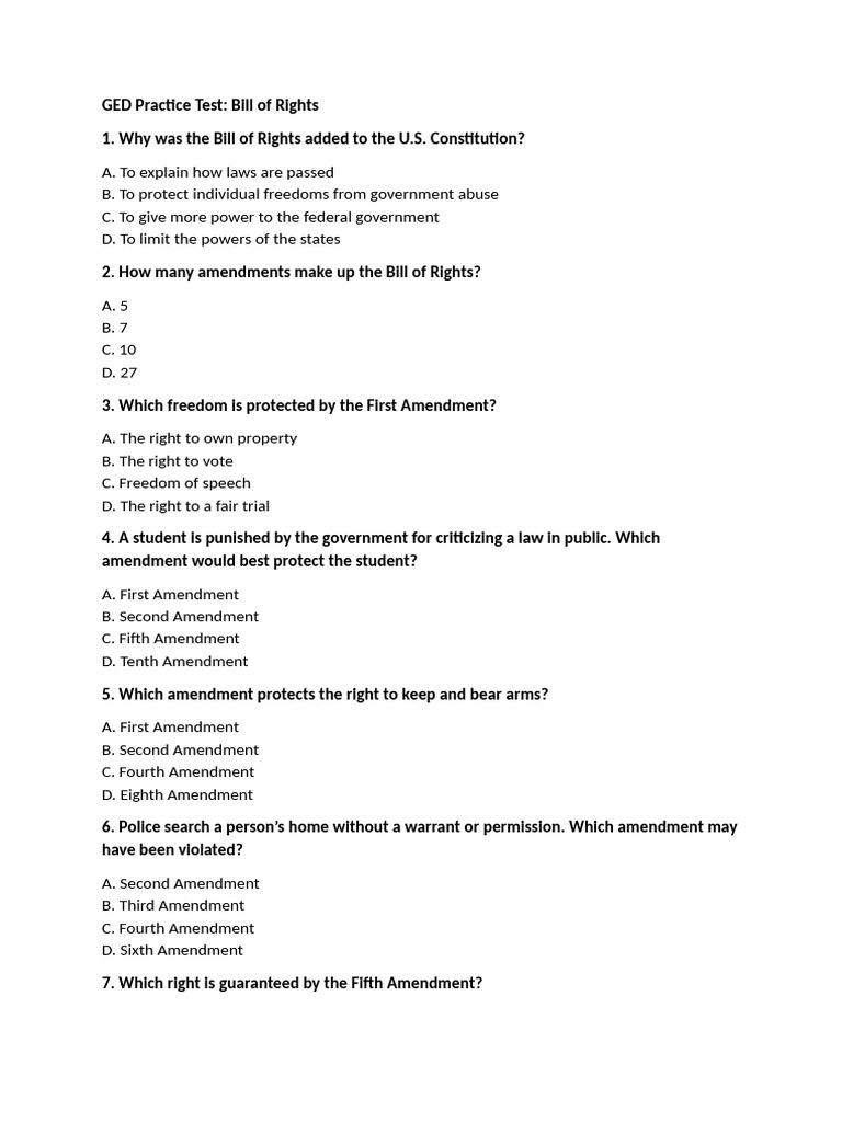 Practice (Bill of Rights) | PDF
