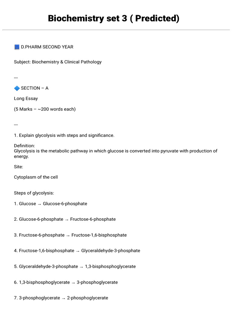 Biochemistry Set 3 (Predicted) | PDF | Metabolism | Thyroid
