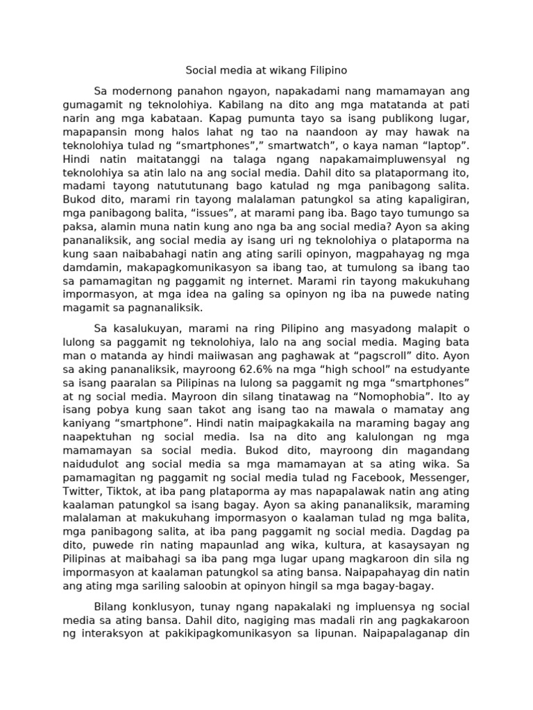 Social Media at Wikang Filipino | PDF