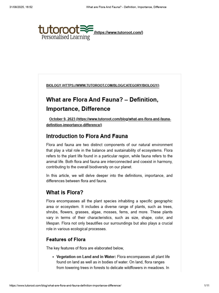 What Are Flora and Fauna - Definition, Importance, Difference | PDF ...