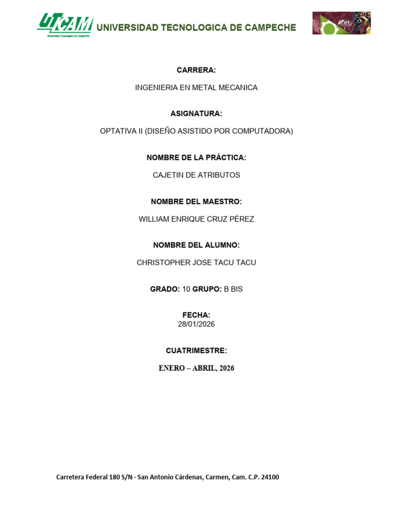 Cajetin Atributos Reporte-Unidad 2 CJTT | PDF | Dibujo | Cad automático