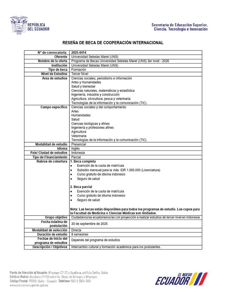 Rese a de la Oferta - 0414 | PDF | Beca