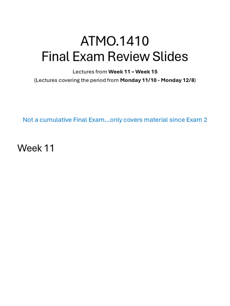 Final Exam Review Slides | PDF | Thunderstorm | Climate Change