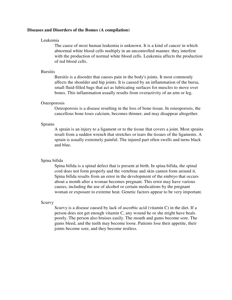 Compiled Diseases and Disorders of Bones | Download Free PDF ...