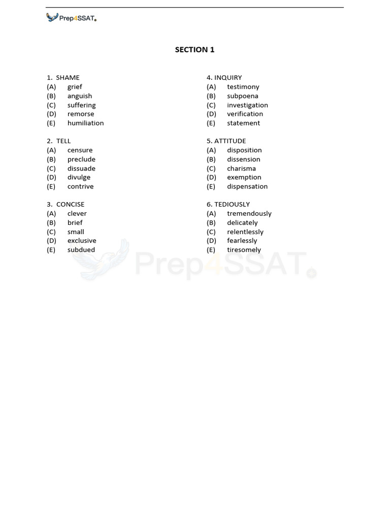 SSAT Middle Level Past Test 01 | PDF | Volcano