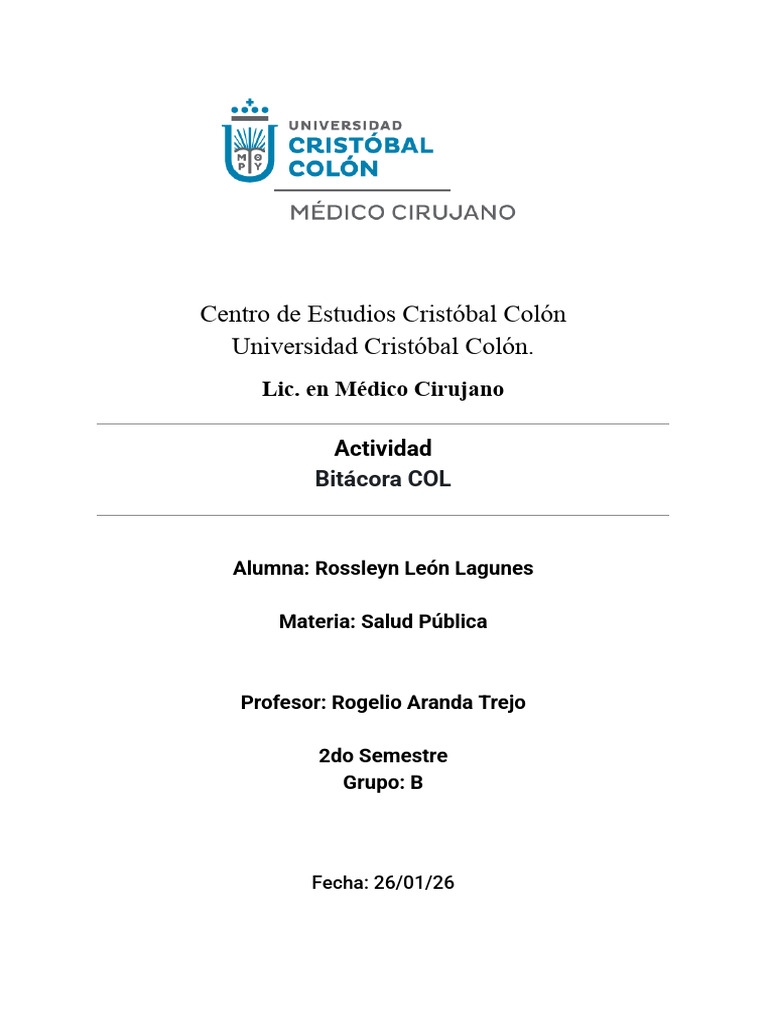 Bitácora COL-RLL | PDF | Cuidado de la salud | Organización ...