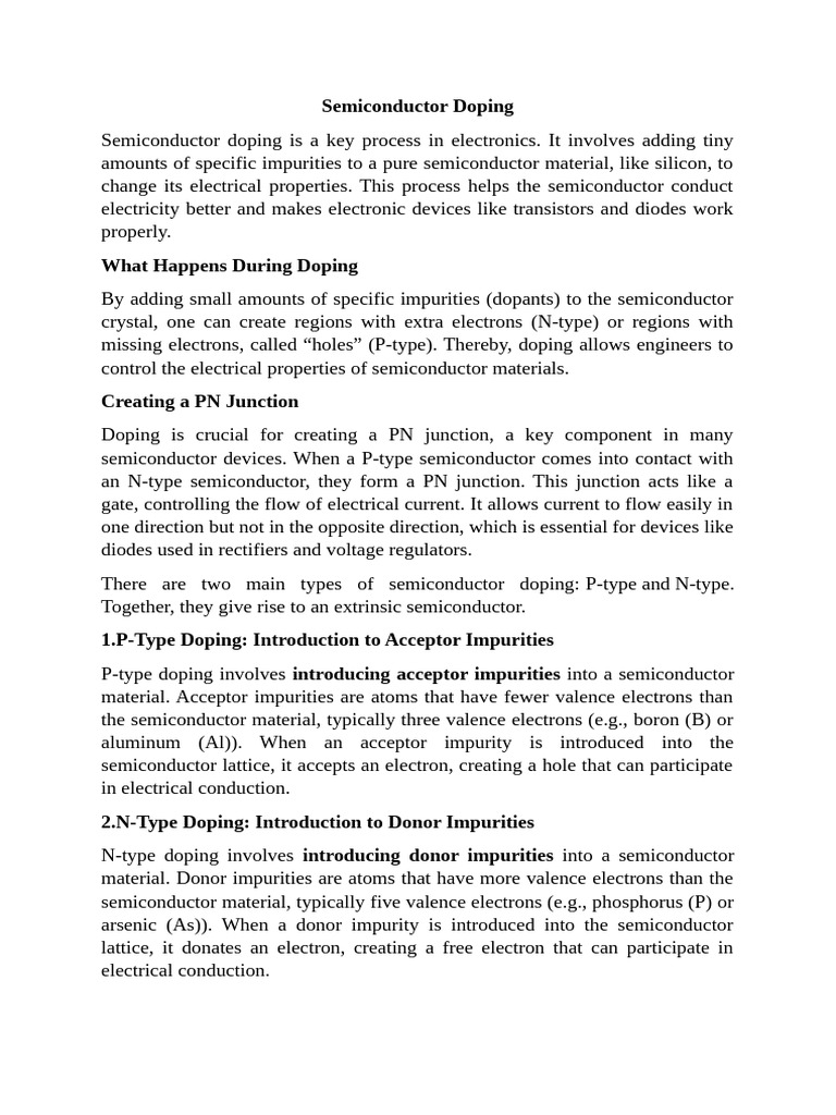 Semiconductor Doping and Its Effects | PDF | Doping (Semiconductor ...