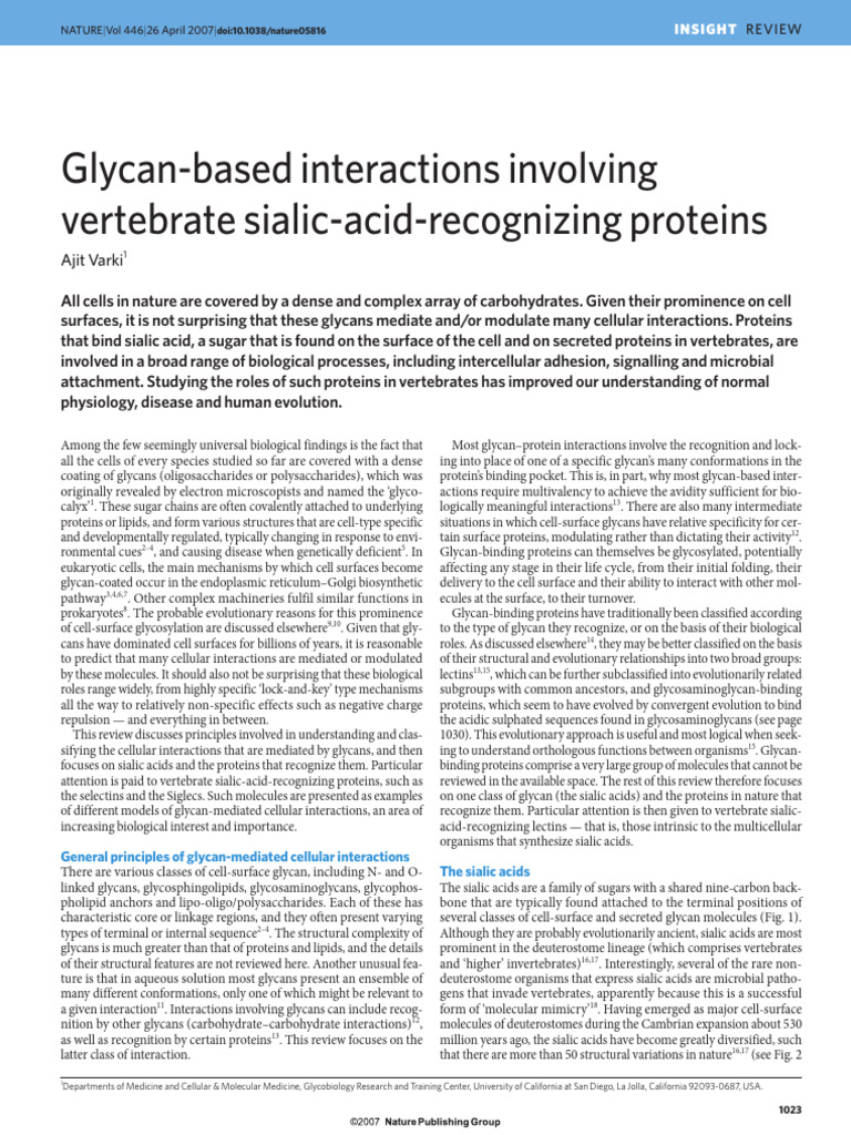 2007 Glycan-Based Interactions Involving Sialic-Acid-recognizing ...