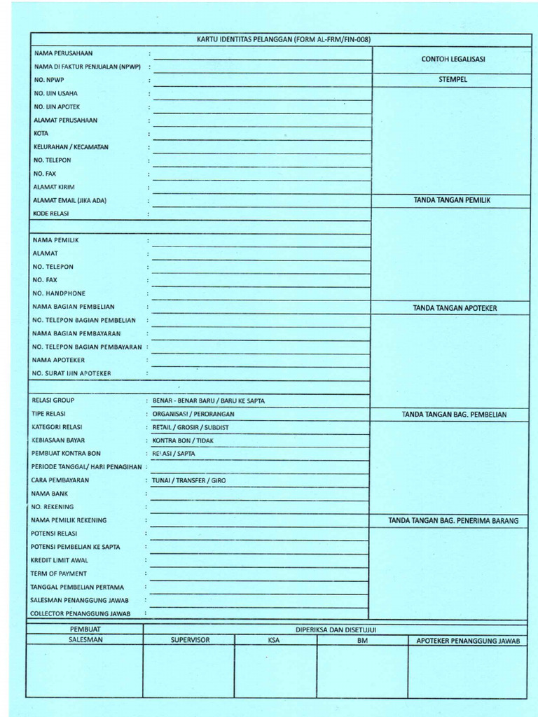 Form Pelanggan New | PDF