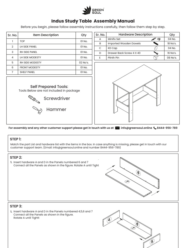 Indus Study Table - Manual (2) (1) | PDF | Tools | Metalworking