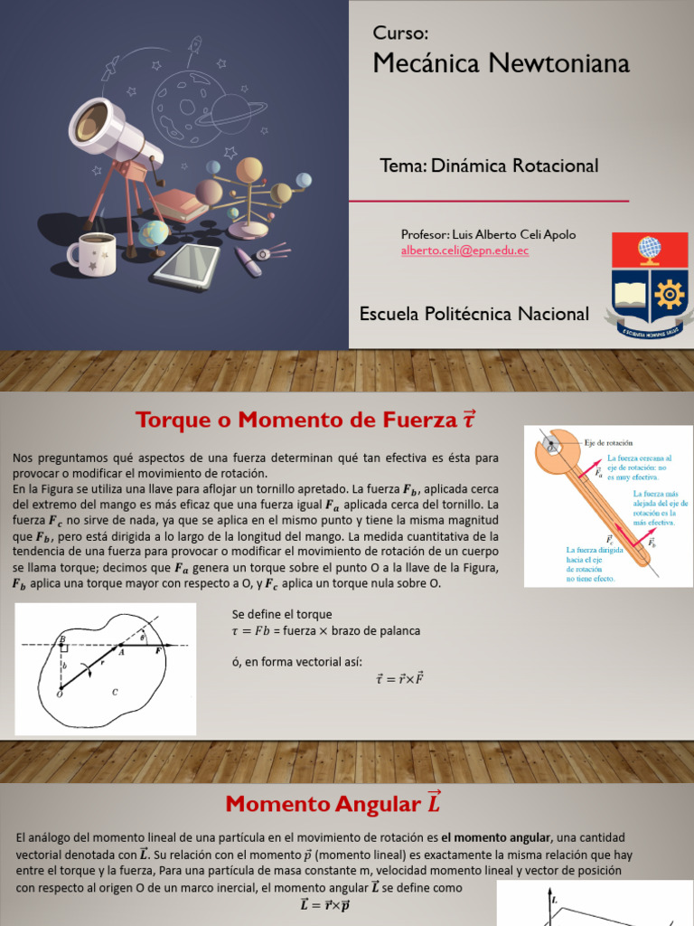 6 Dinámica Rotacional | PDF | Esfuerzo de torsión | Momento angular