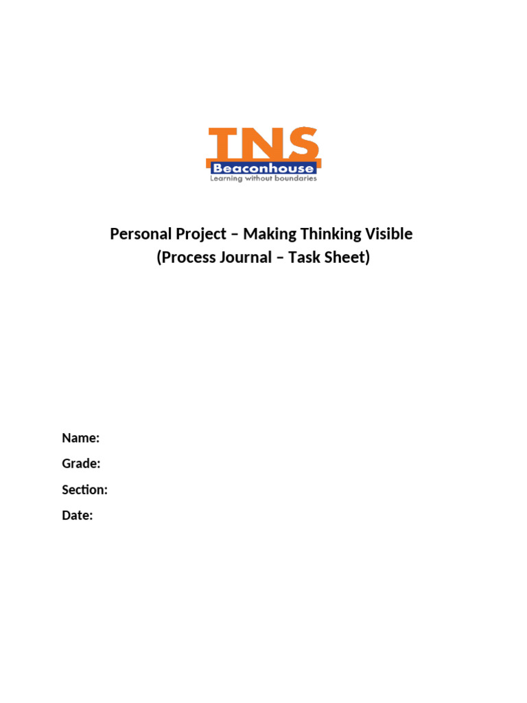 Personal Project- Investigation Task Sheets 5 | PDF | Knowledge | Goal