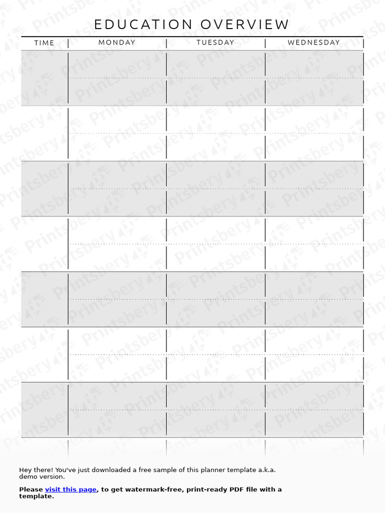 Education Timetable a4 | PDF
