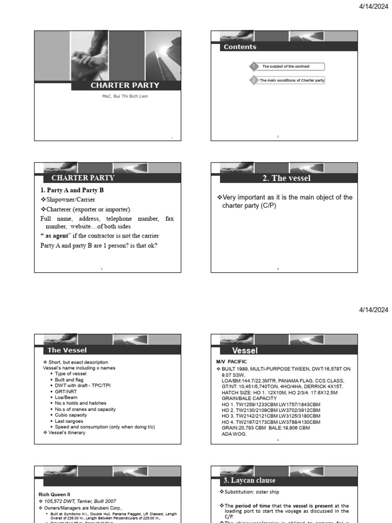 Chap 2e - Voyage Charter Party | PDF | Cargo | Freight Transport