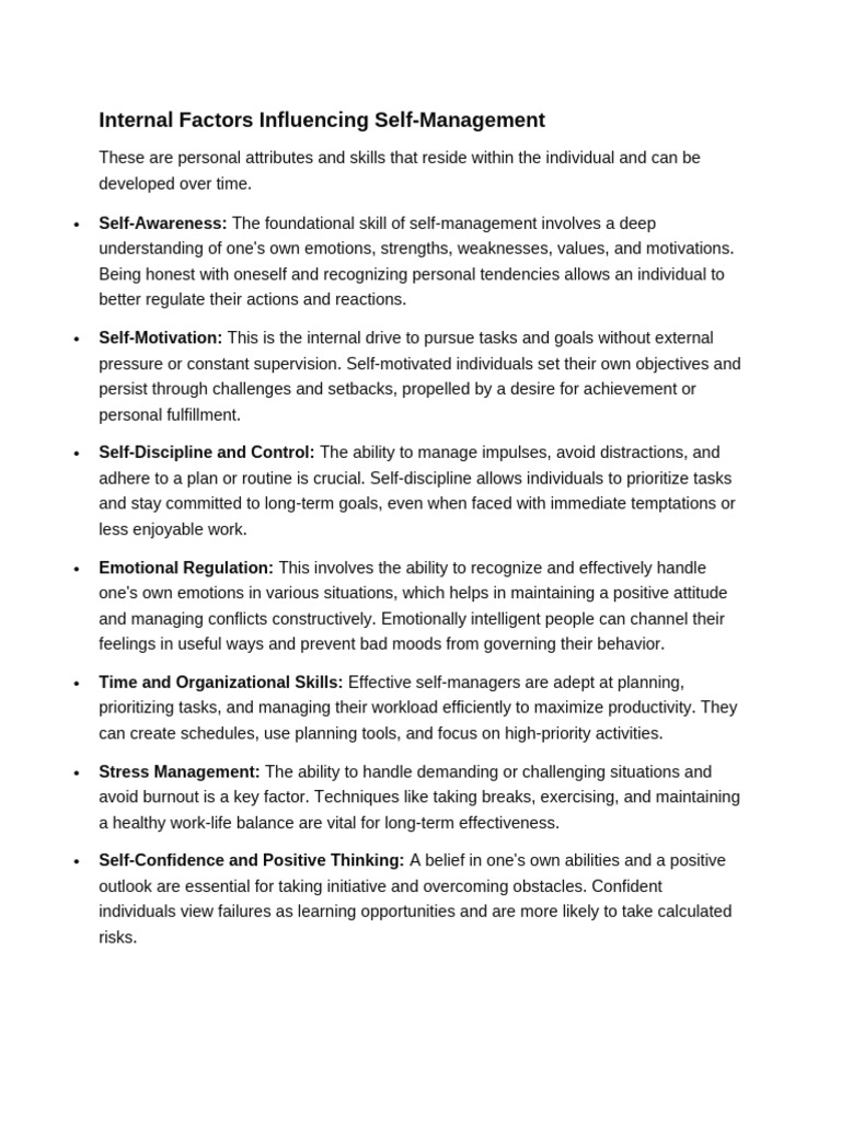 Internal Factors Influencing Self | PDF | Disciplines | Behavior ...
