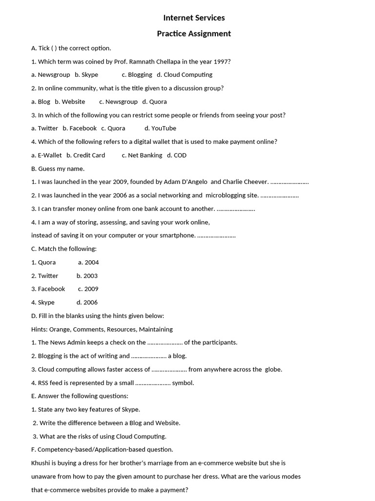 1766383723693 Internet Services Practice Sheet | PDF