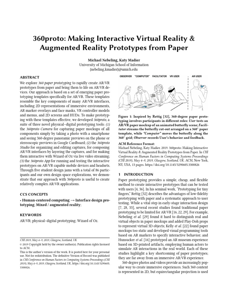 Paper Prototyping - 360proto | PDF | Augmented Reality | Virtual Reality