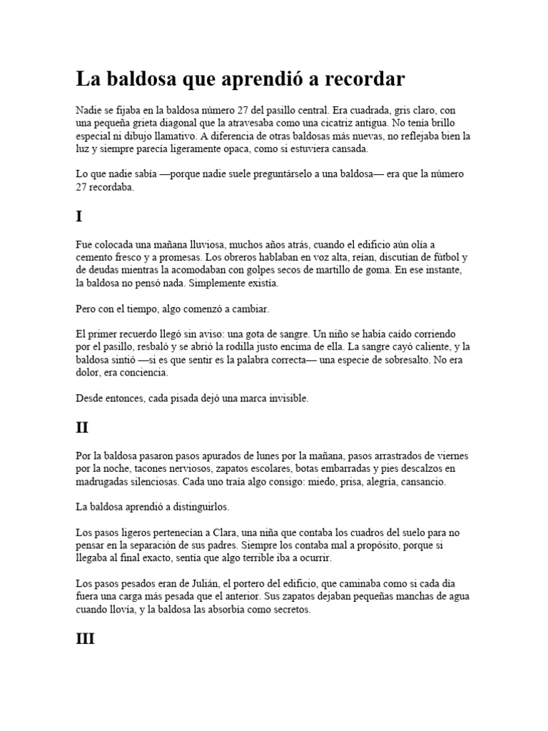 La baldosa que aprendió a recordar | PDF | Loseta
