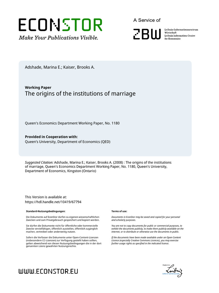 Adshade, Marina E. Kaiser, Brooks A.working PaperThe Origins of The ...