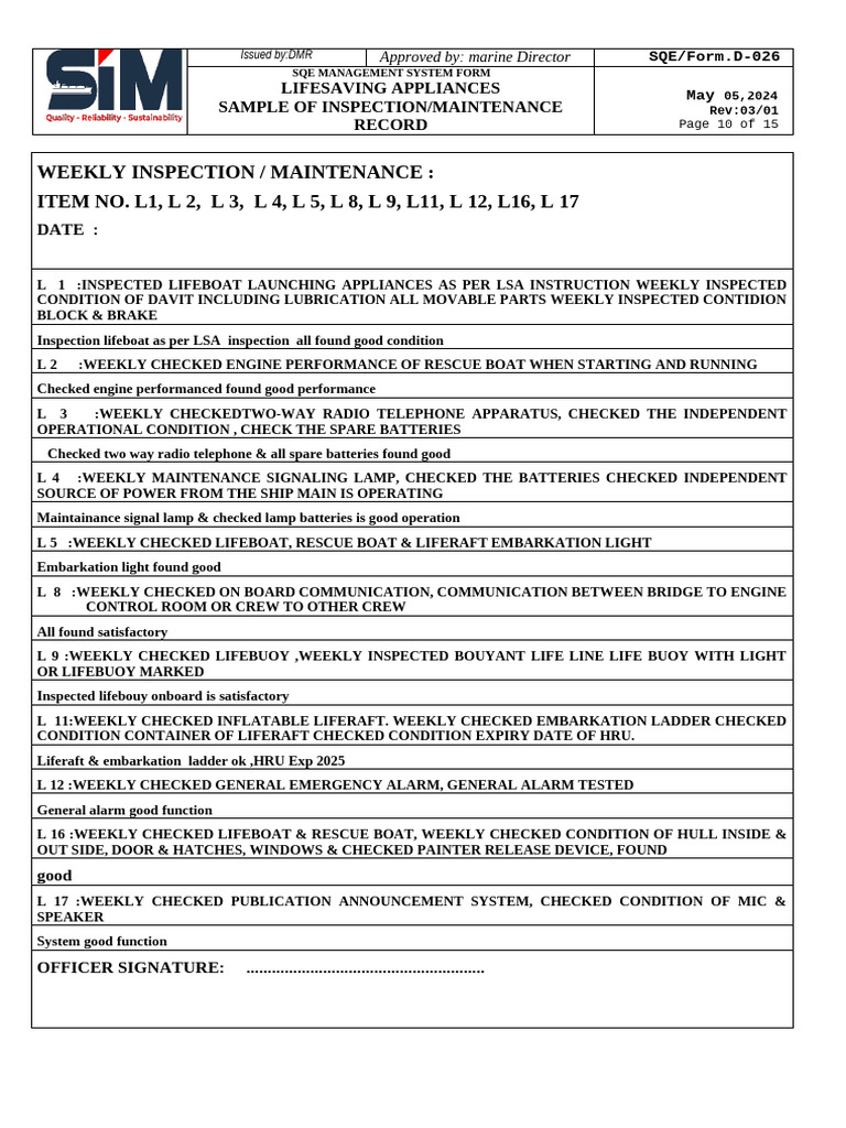 Lsa Check List | PDF | Water Transport | Watercraft