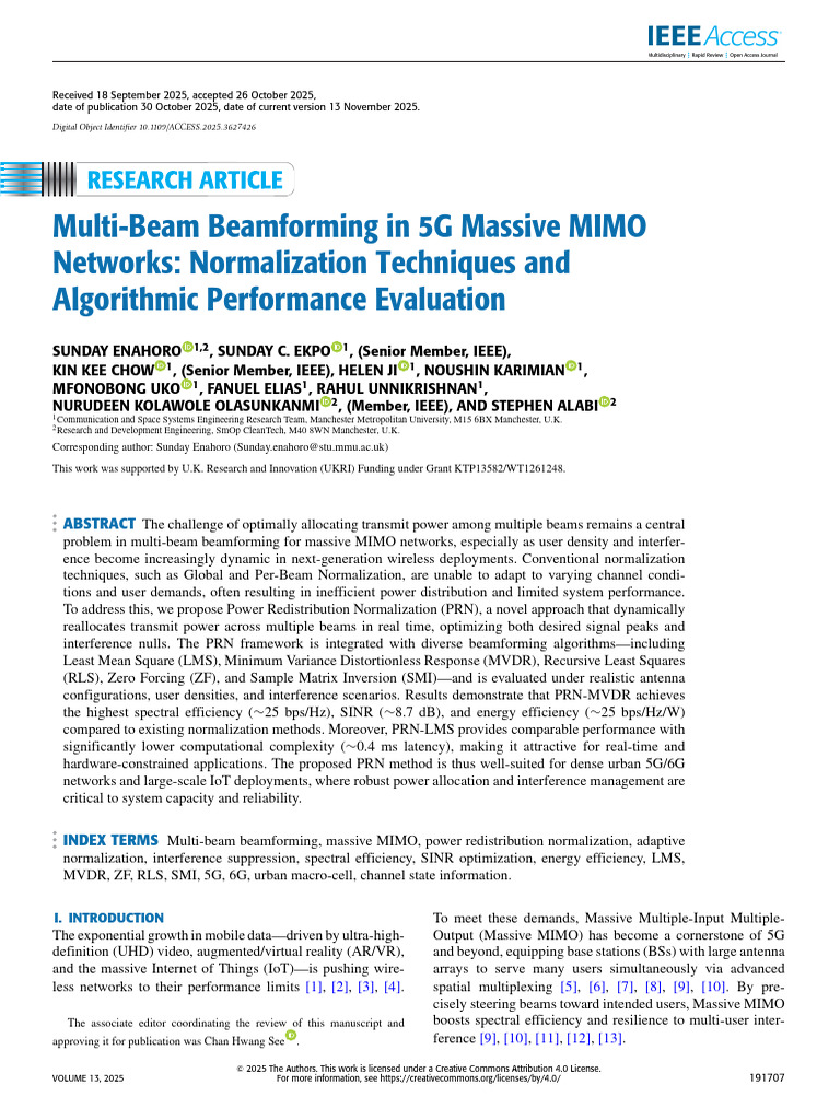 Multi-Beam Beamforming in 5G Massive MIMO Networks Normalization ...
