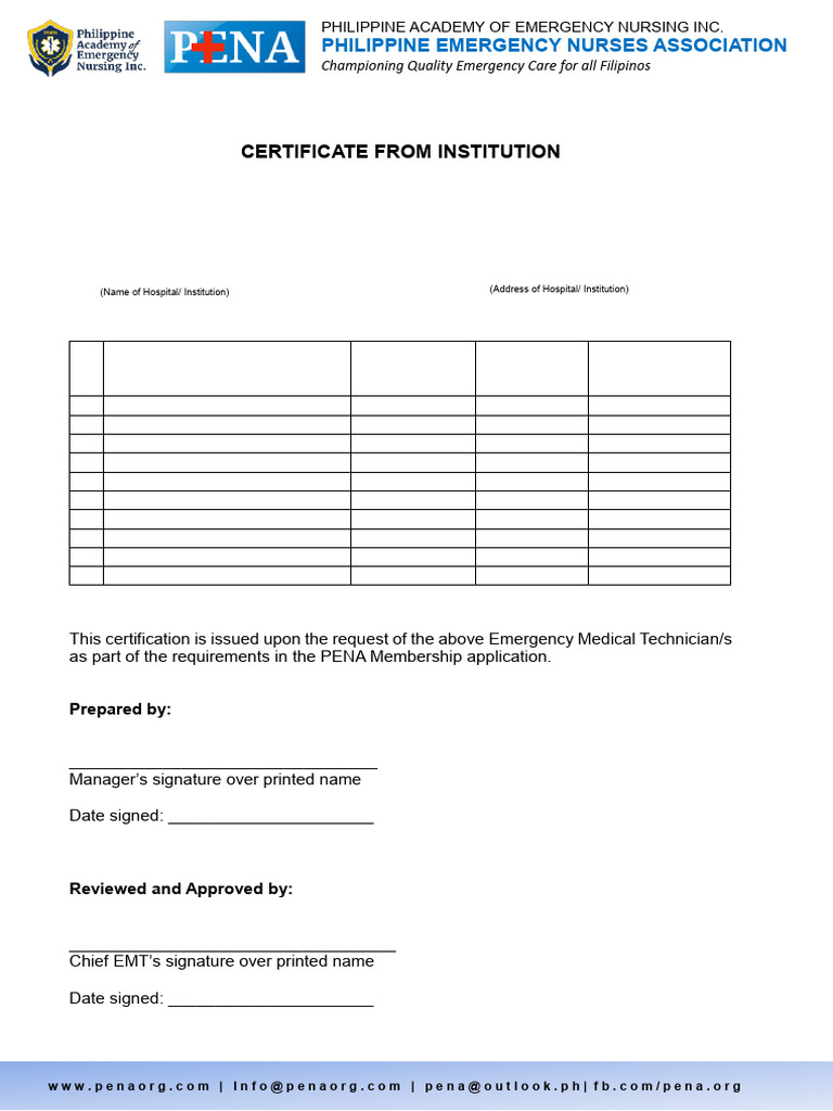 Emt Certificate From Hospital | PDF
