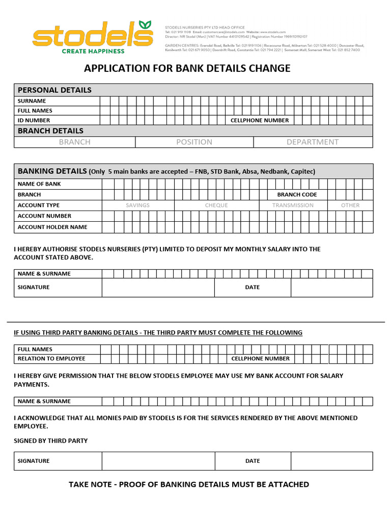 Change of Bank Account | PDF